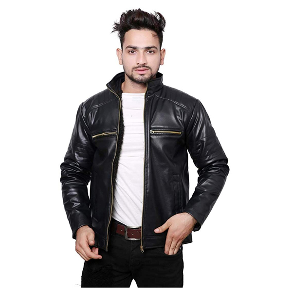 Wholesale Marlin Blue (SYNRJMB-006-Black) Round Neck Rexin MEN'S Jacket ...